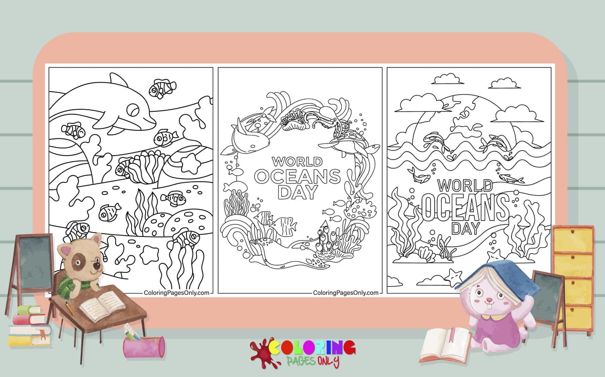 World Oceans Day Coloring Pages - Free Printable PDF, JPG, PNG & Online ...