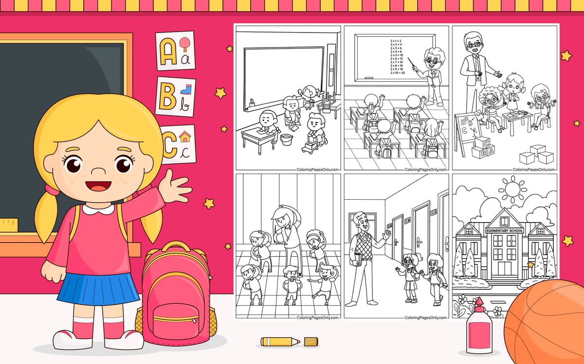Elementary School Coloring Pages - Free Printable PDF, JPG, PNG ...