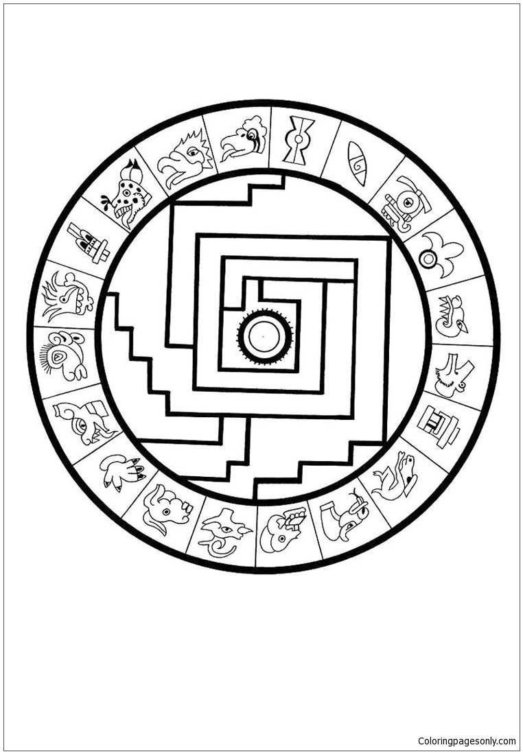 Aztec Mandala Coloring Pages