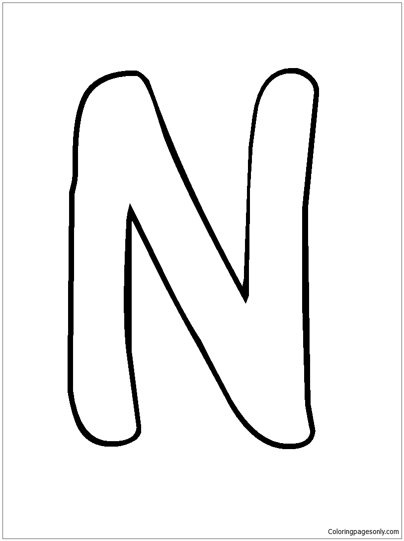 Bubble Letter N Coloring Pages Free Printable Coloring Pages
