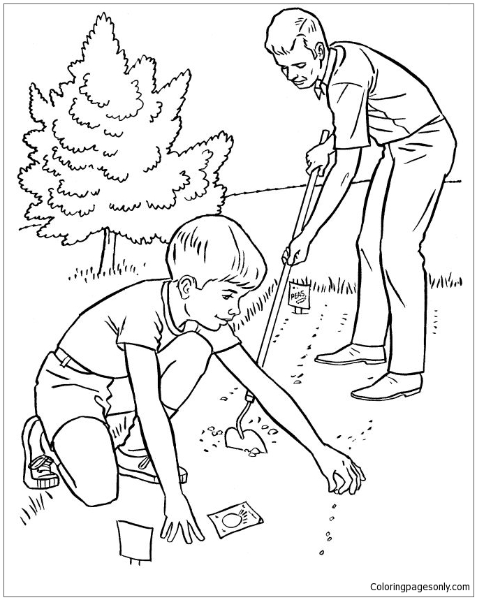 Farmer Planting Coloring Page