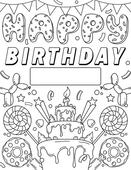 Sweet Cake Birthday Party Coloring Pages Happy Birthday Coloring 
