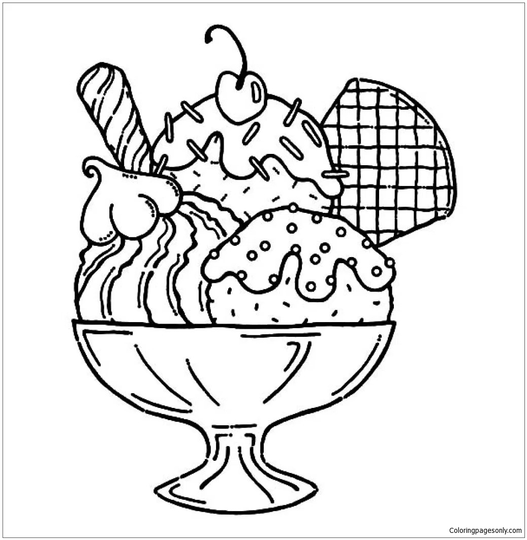 Ice Cream Sundae Coloring Pages