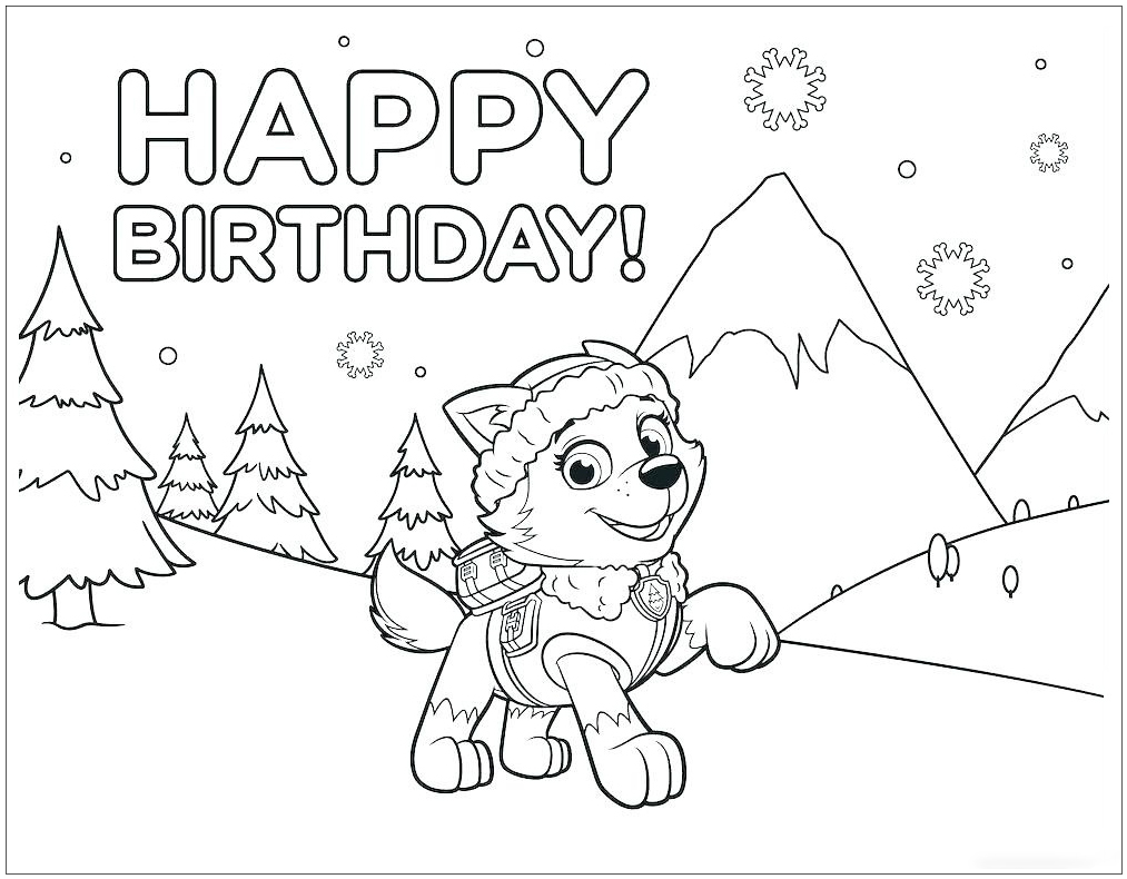 Paw Patrol Happy Birthday Coloring Pages Cartoons Coloring Pages 