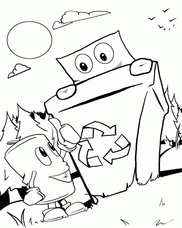 Recycle Bin Coloring Page