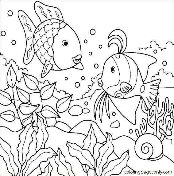 Two Fish Eat Seaweed Under The Water Coloring Pages Fish Coloring Pages Coloring Pages For 