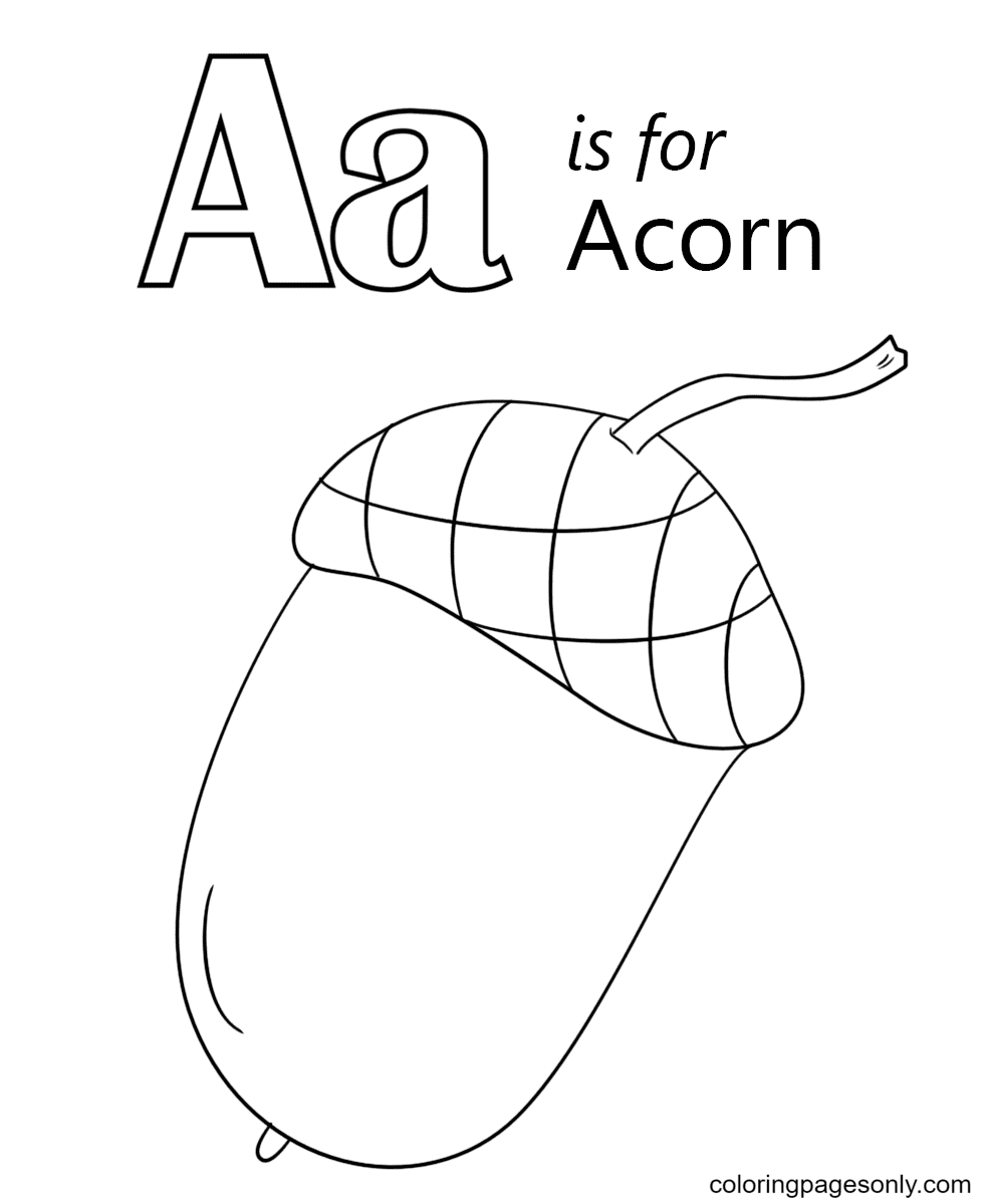 Letter A Is For Acorn Coloring Pages Letter A Coloring Pages 