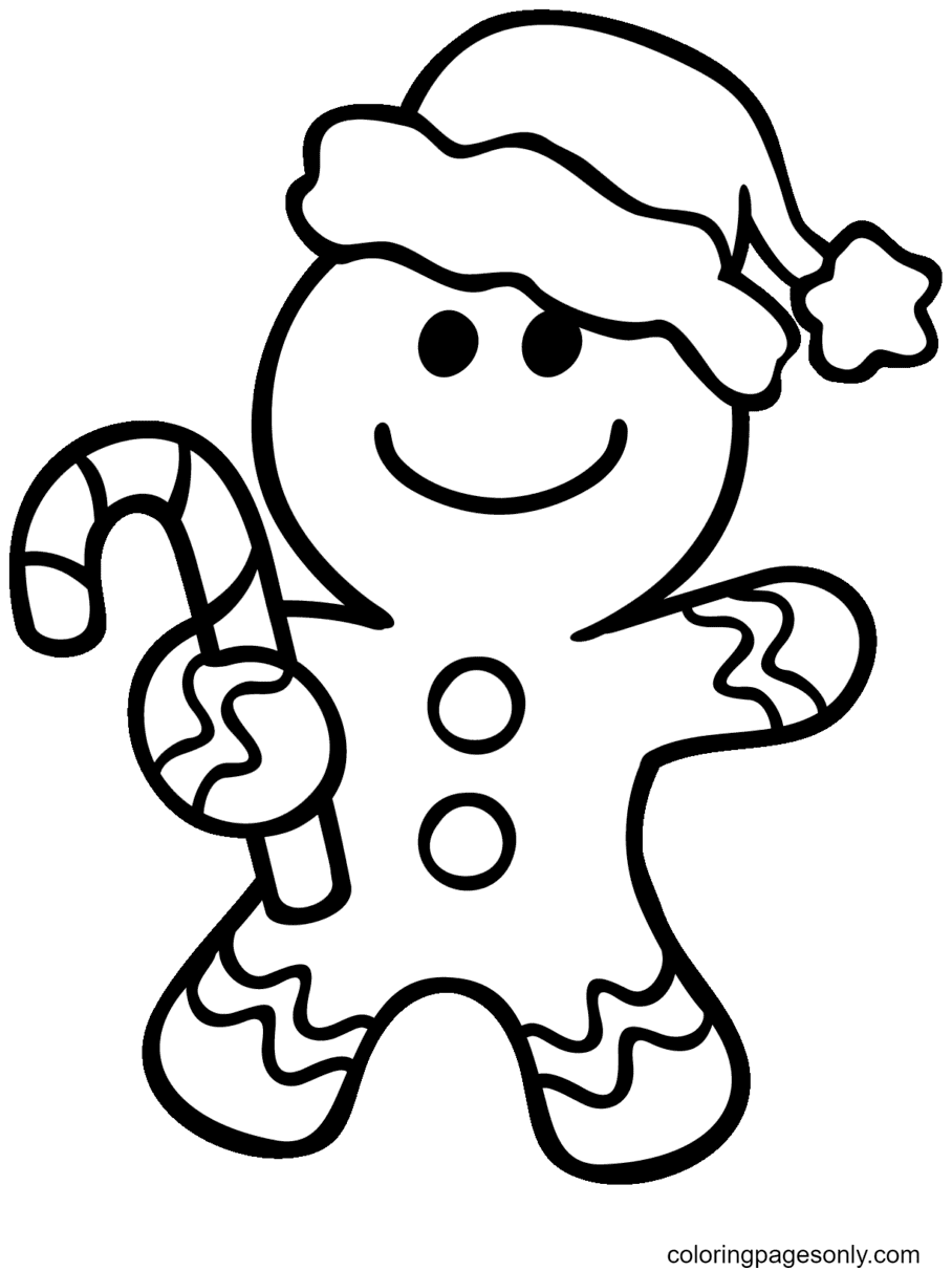 Gingerbread Man Running Coloring Page