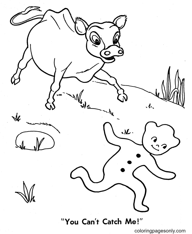 Gingerbread Man Running Coloring Page