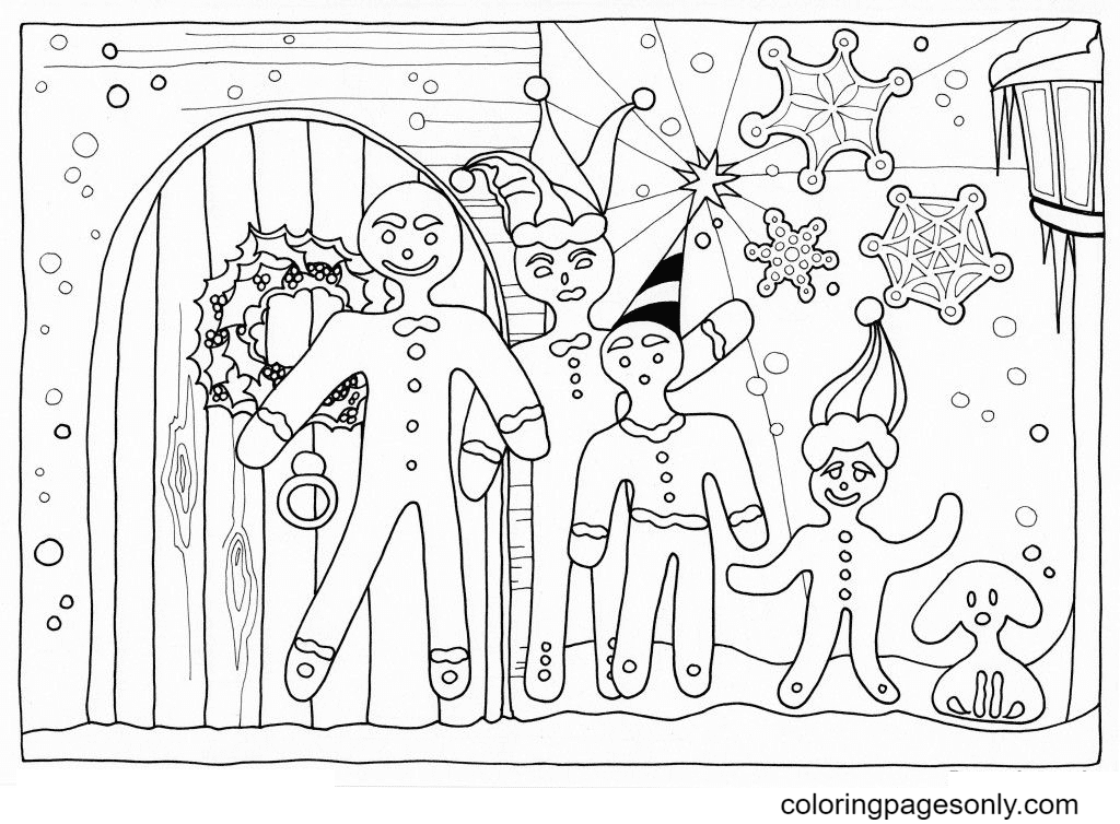 Gingerbread Man Running Coloring Page