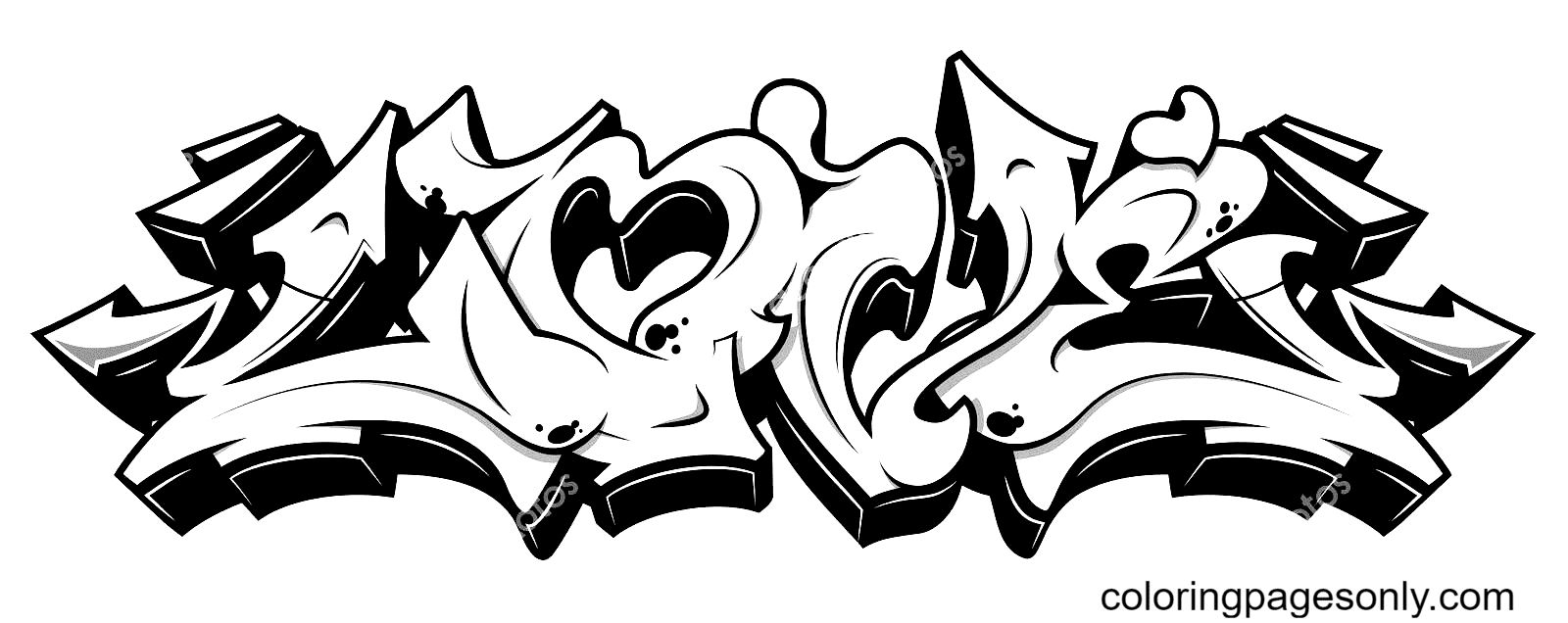 100 Graffiti Coloring Pages ColoringPagesOnly