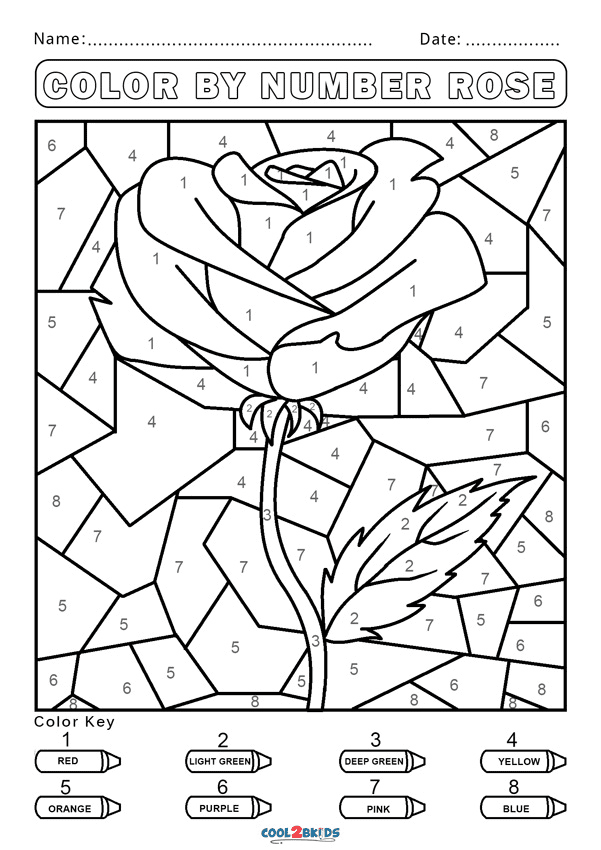 Color By Number Rose Coloring Pages Color By Number Coloring Pages Coloring Pages For Kids 