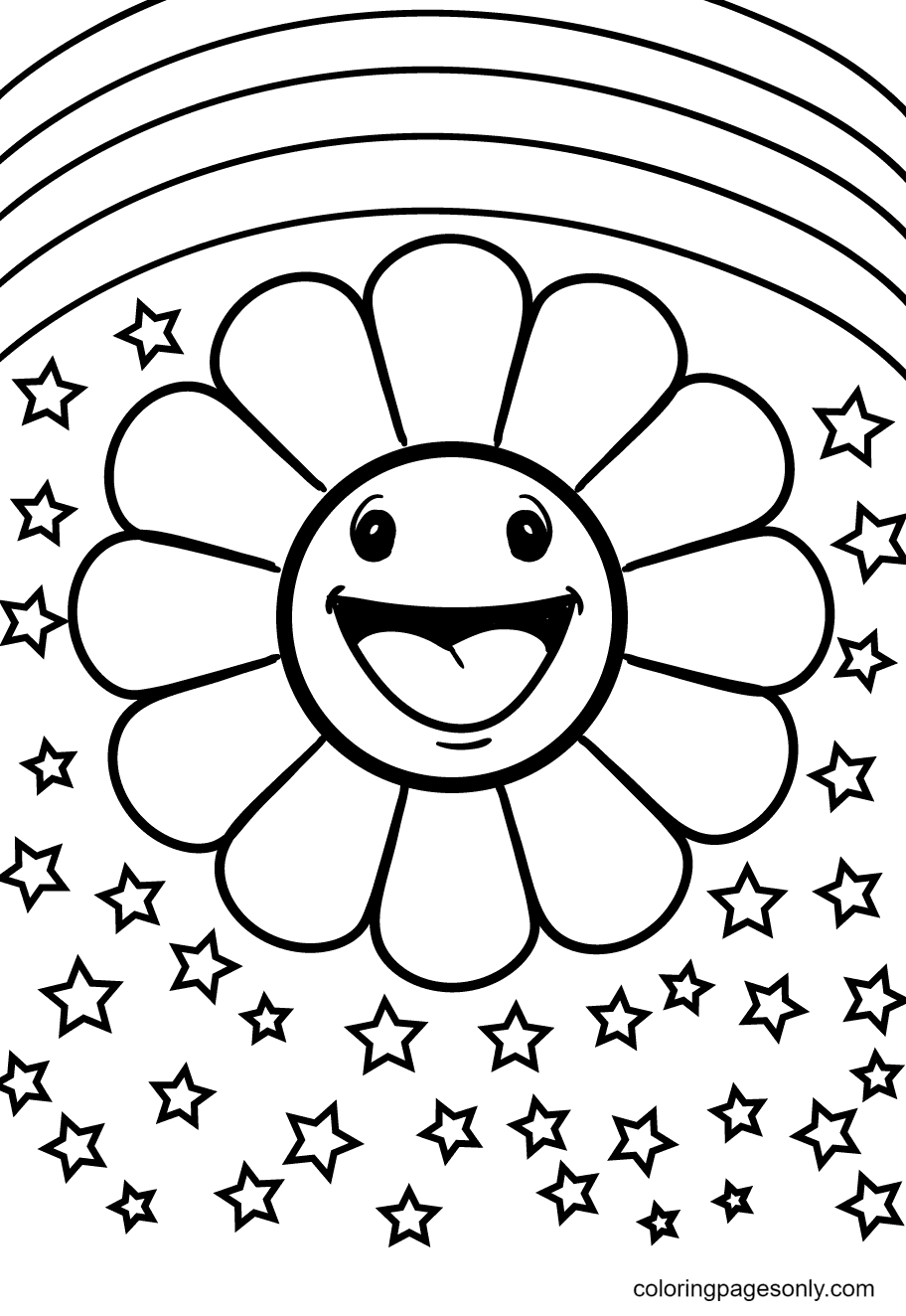 Rainbow Coloring Pages For Kids Flowers Sun Bestcoloring pages
