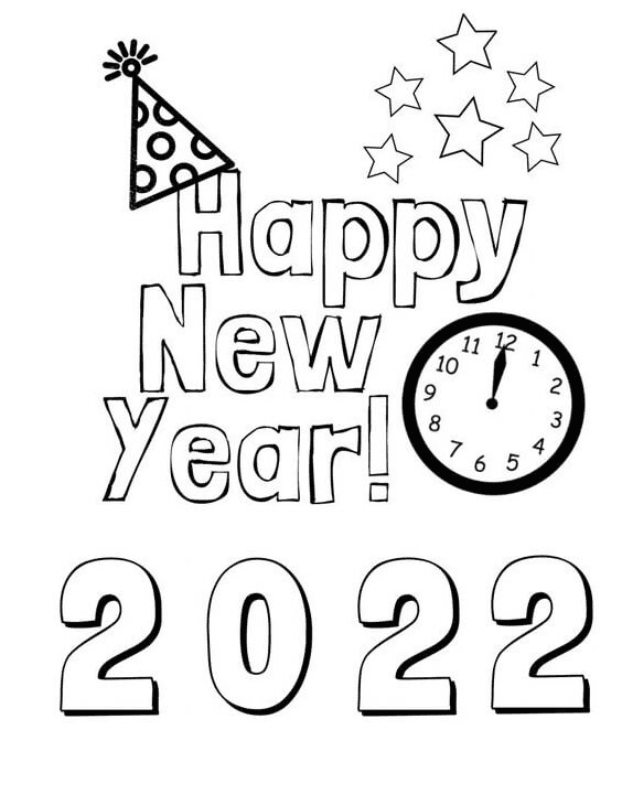 Happy New Years 2022 Coloring Pages
