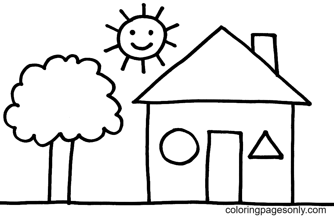 House Drawing Simple Kids Sketch Line Step Draw Houses Clipart Front
