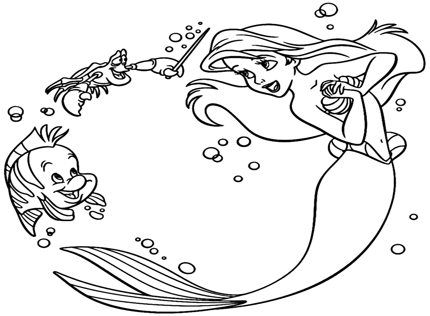 Ursula Flotsam Jetsam Coloring Pages Mermaid Little Disney Drawing ...