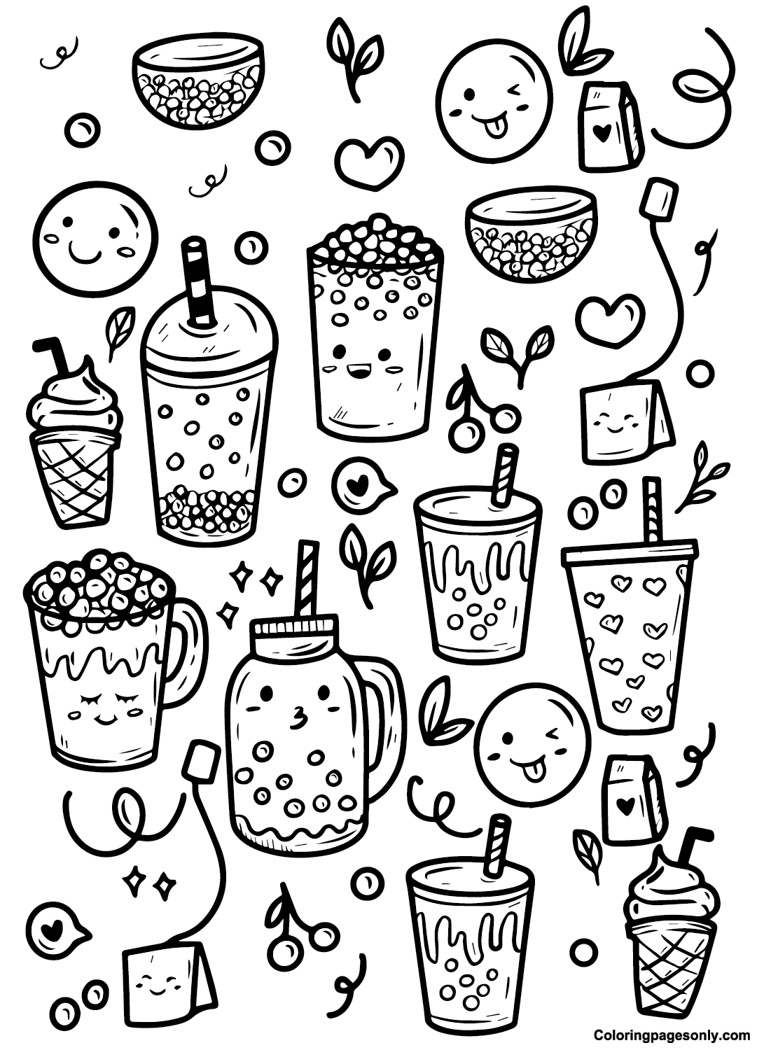 Bubble Tea Coloring Sheet Printable
