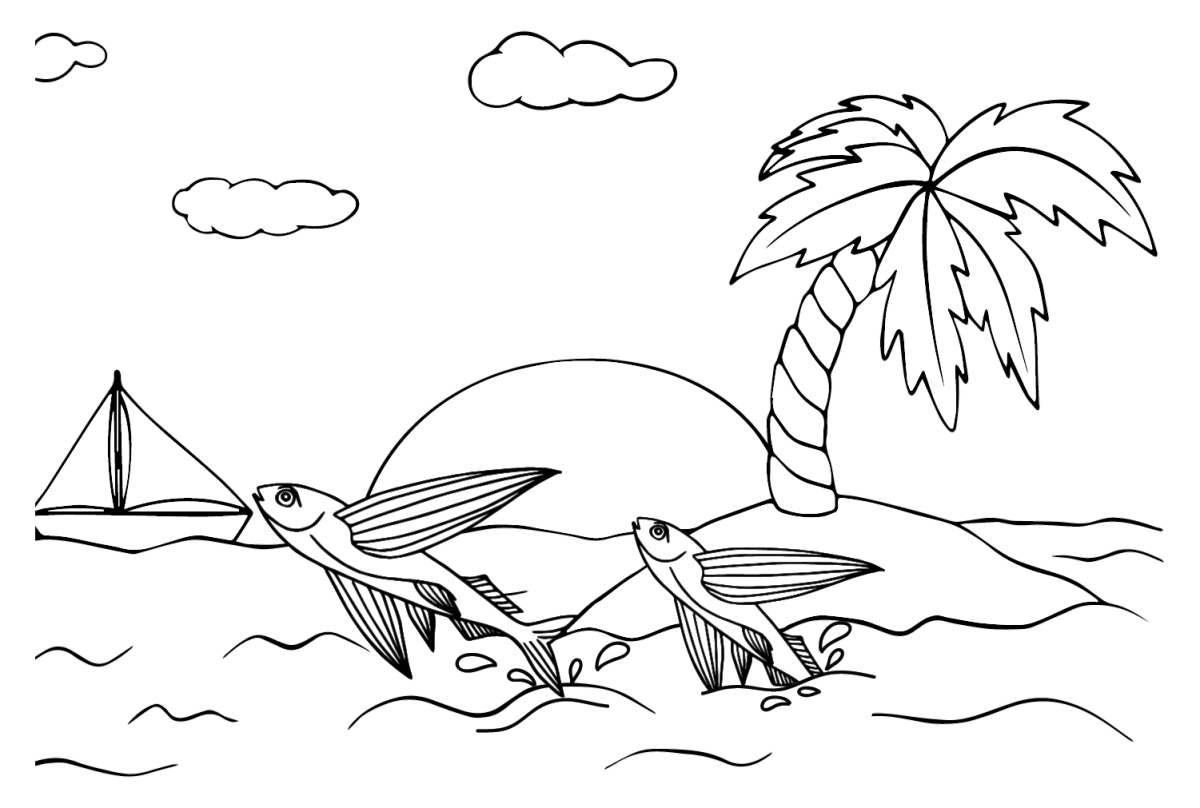 Flying Fish Coloring Pages - Free Printable PDF & Online Coloring