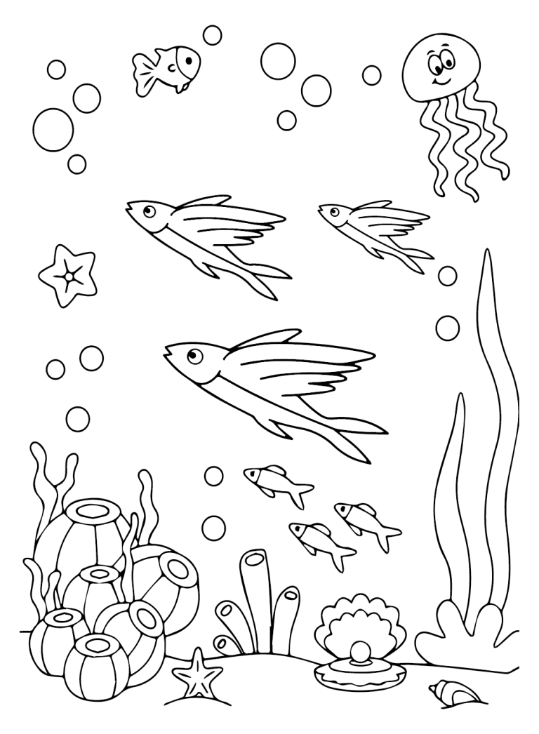 Flying Fish Coloring Pages - Free Printable PDF & Online Coloring