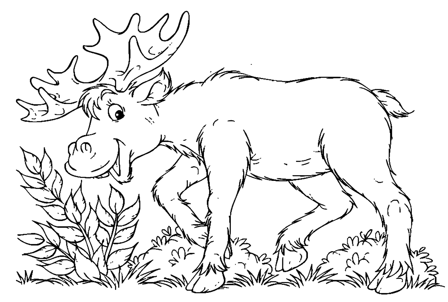 Coloriages de personnages de dessins animés de wapitis heureux