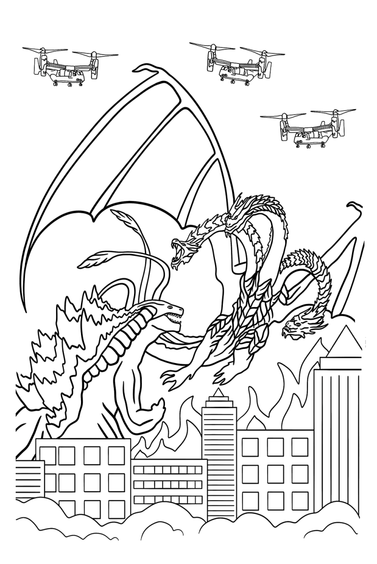 28 King Ghidorah Coloring Pages - Free & Printable for Kids and Adults