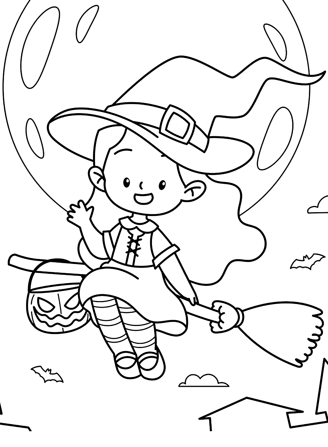 The Witch Girl Is Flying Free Printable Coloring Pages The Witch Girl Is Flying Free Printable Coloring Pages