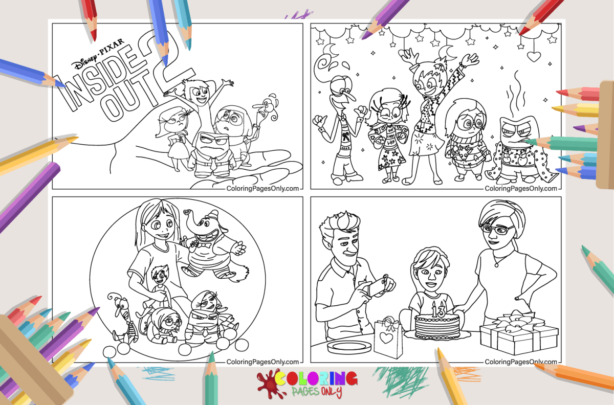 15 Free Printable Inside Out 2 Coloring Pages