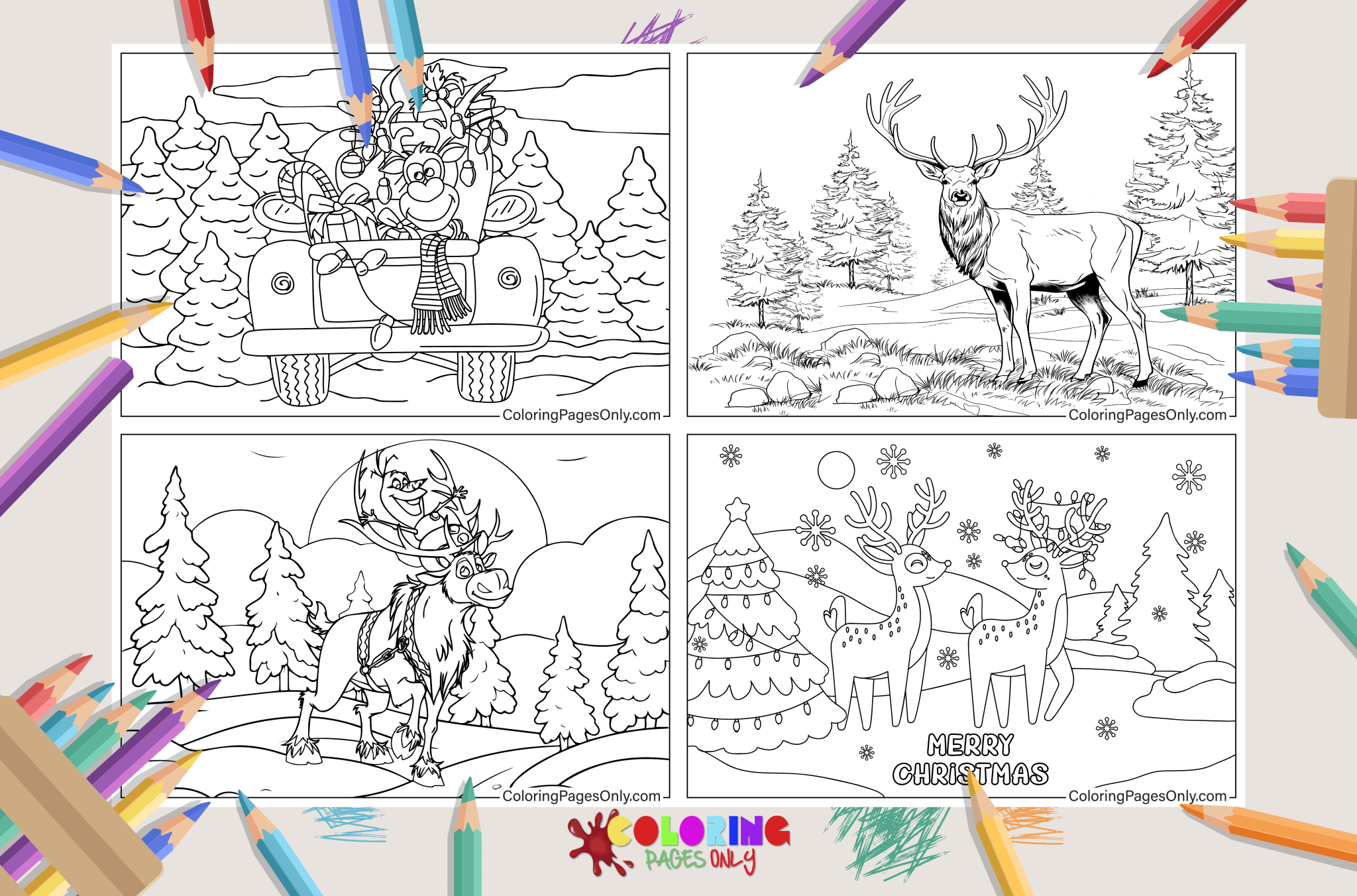 89 Free Printable Reindeer Coloring Pages