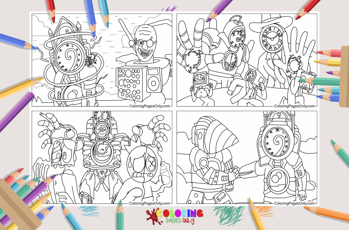 Titan Clock Man Coloring Pages - Free Printable PDF & Online Coloring