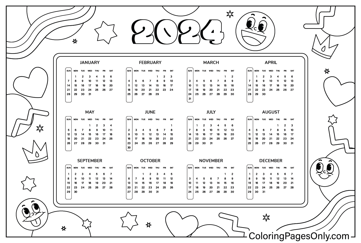School Calendar 2024 2024 Printable Coloring Rafa Ursola