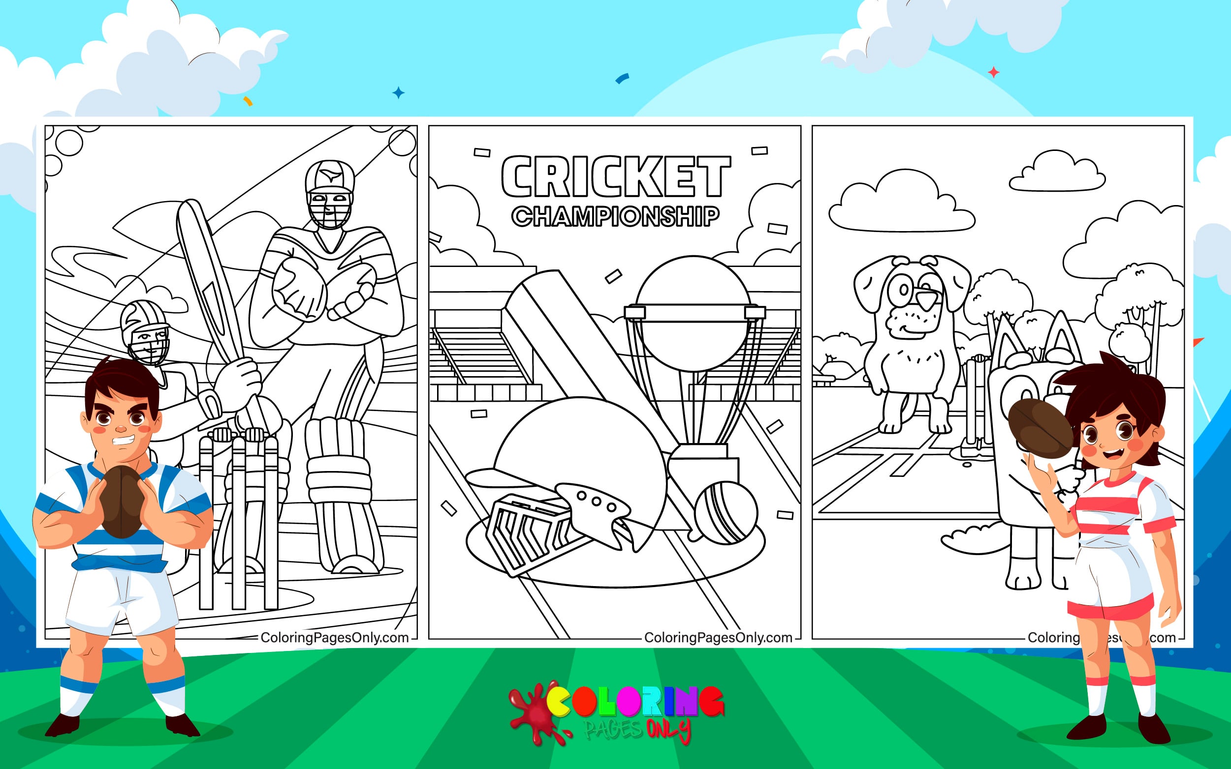 56 páginas para colorear del juego de cricket - ColoringPagesOnly.com
