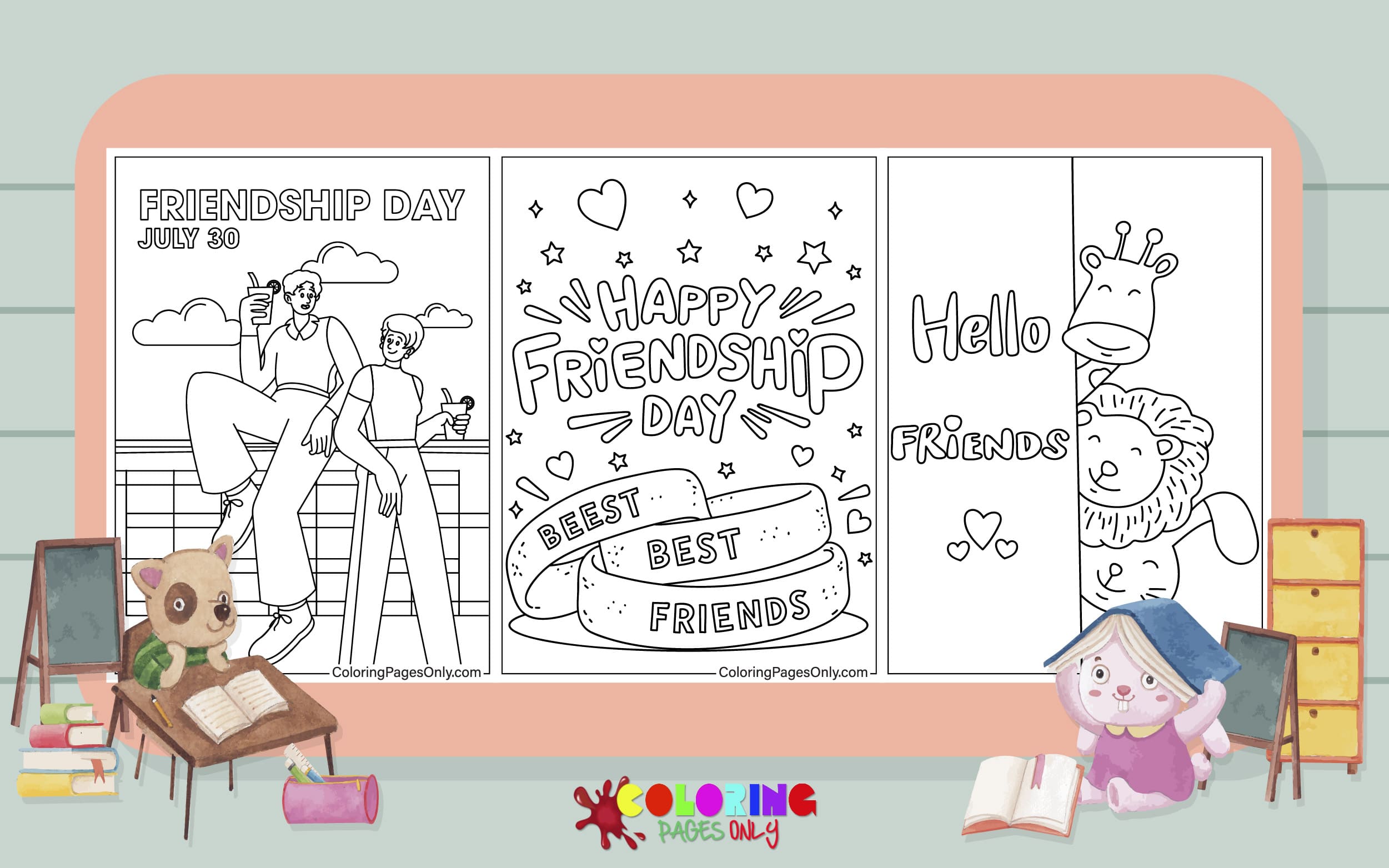 42 Friendship Coloring Pages - ColoringPagesOnly.com